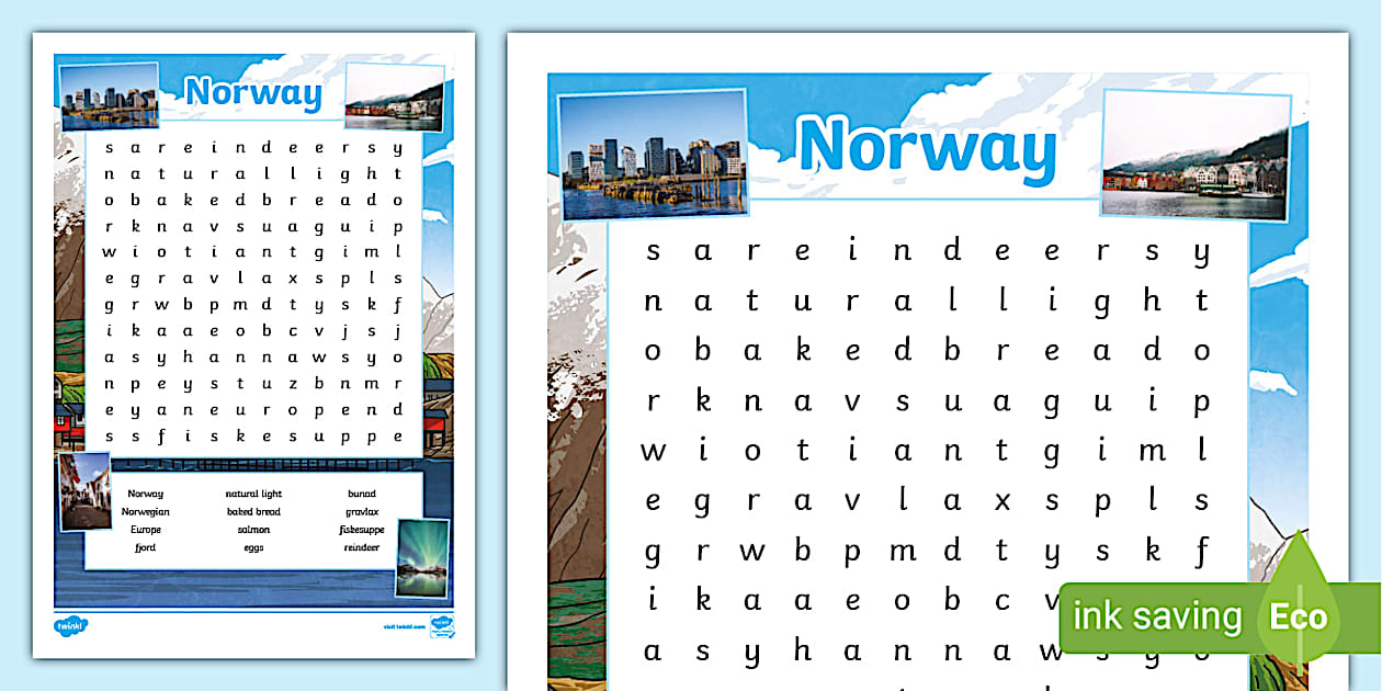 Norway Word Search,Norway