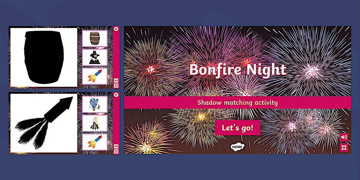 KS2 Bonfire Night Interactive Shadow Matching (teacher made)