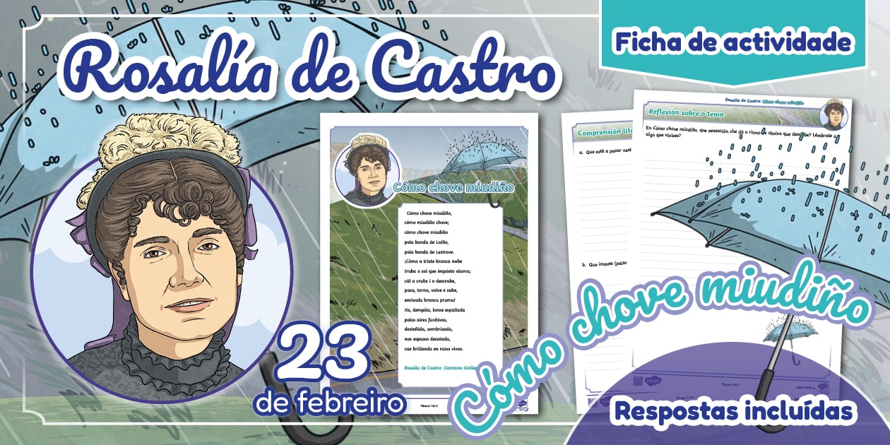 Ficha de actividade: Cómo chove miudiño, Rosalía de Castro - Galego