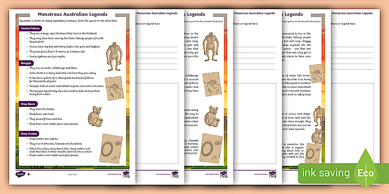 Monstrous Australian Legends Differentiated Fact Files