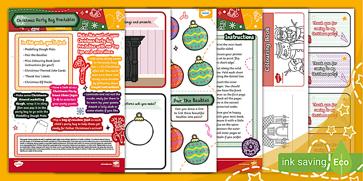 Christmas Party Bag Printables (Teacher-Made) - Twinkl