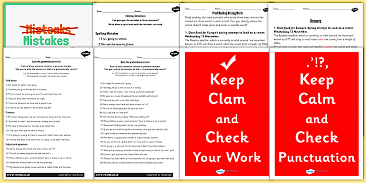 Find The Errors Proofreading Activities Resource Pack - KS2