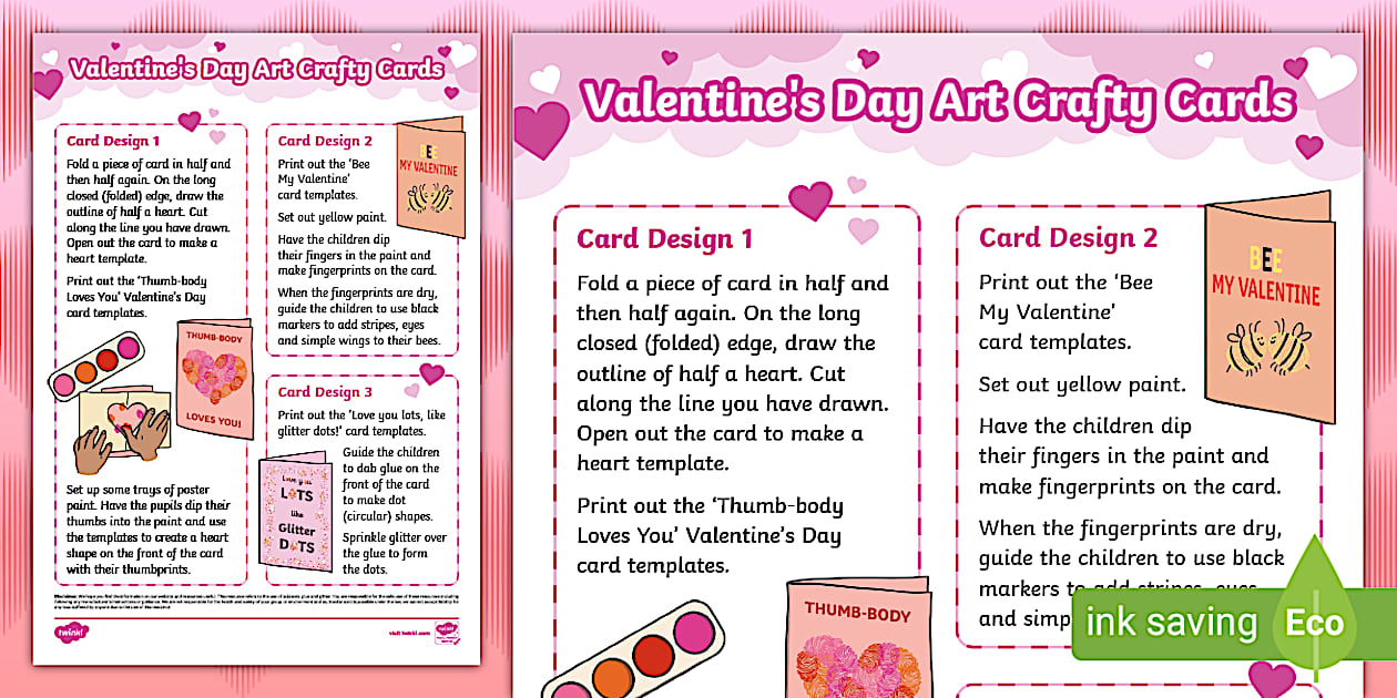 Valentine's Day Art Crafty Cards Activity (teacher made)