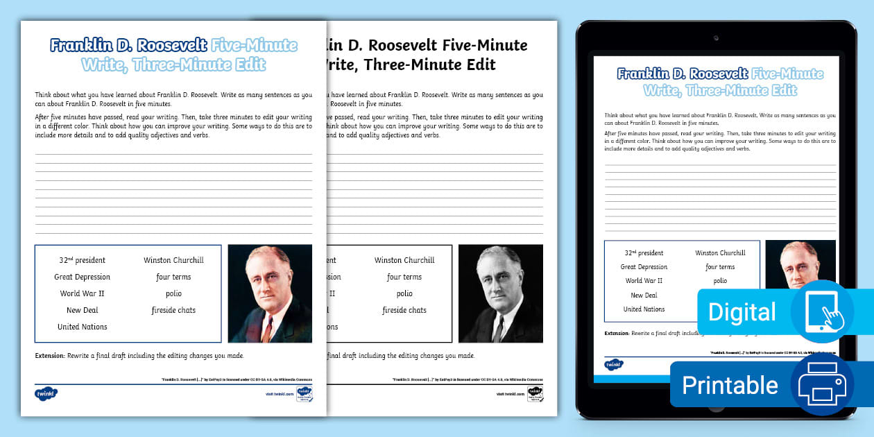 Franklin D. Roosevelt Five-Minute Write Three-Minute Edit