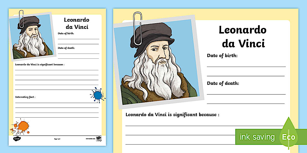 Editable Leonardo da Vinci Writing Frame (teacher made)