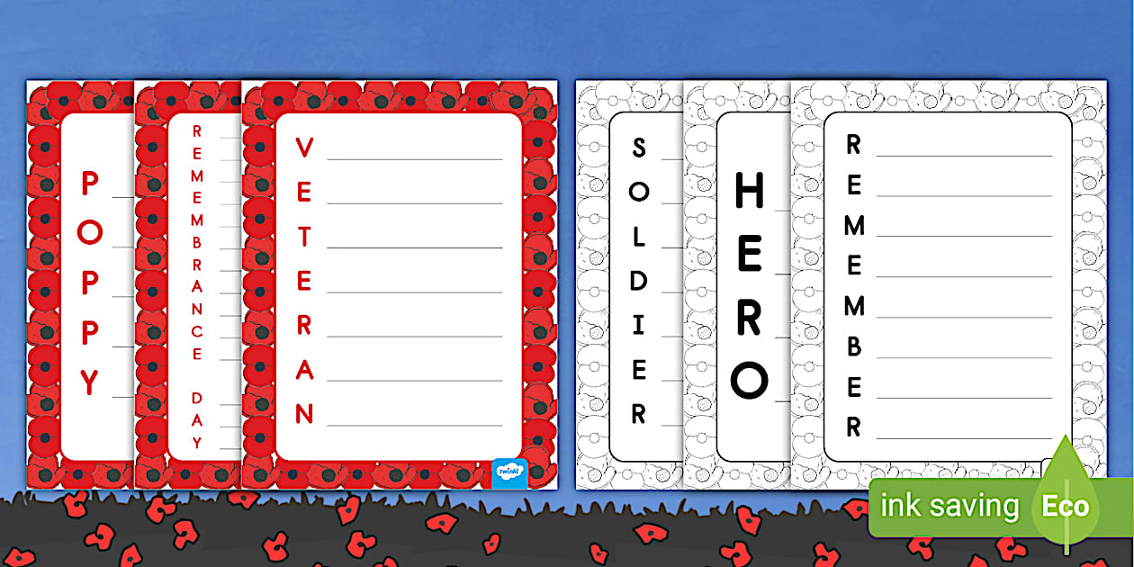 Canadian Remembrance Day Acrostic Poem (teacher made)