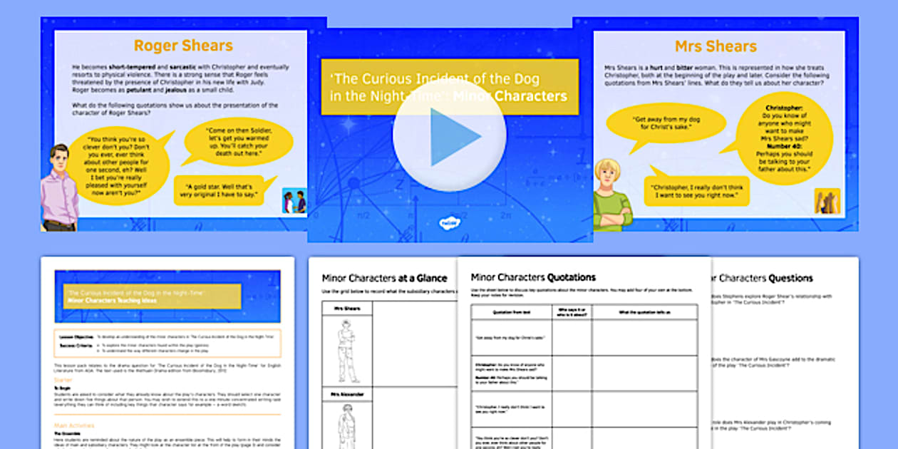 GCSE The Curious Incident Lesson Pack 4: Minor Characters