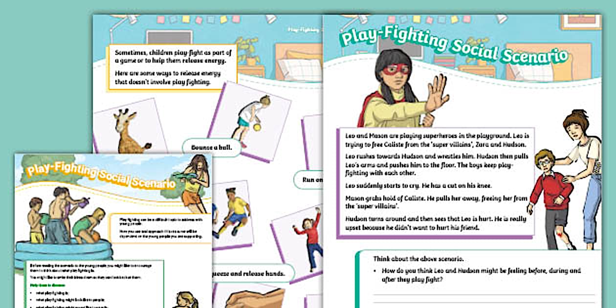 Play-Fighting Social Scenario (teacher made) - Twinkl