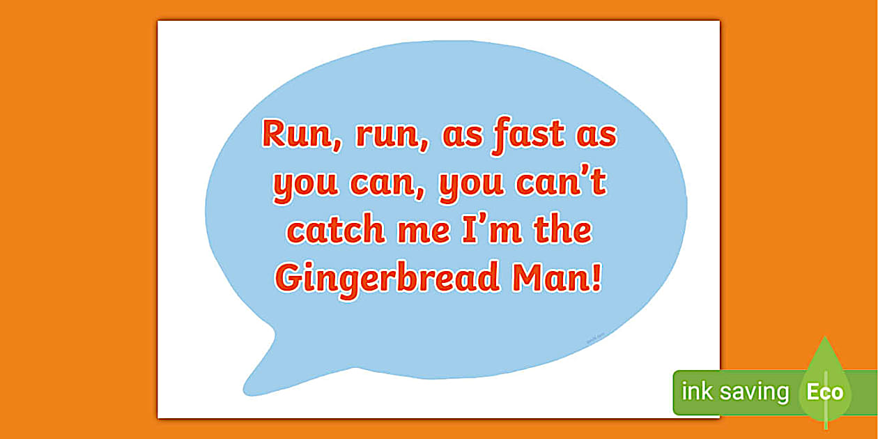 Gingerbread Man Quote Cut-Out Speech Bubble - Twinkl