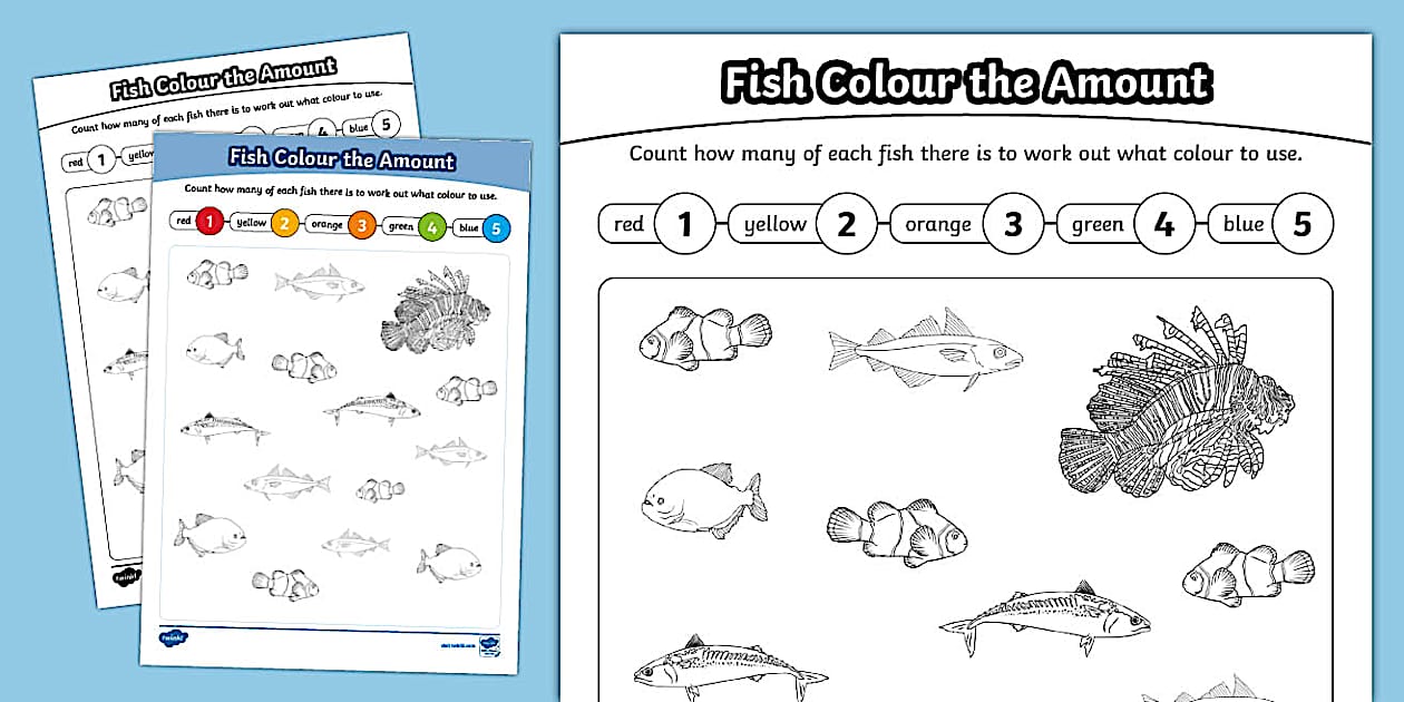 👉 Fish Colour the Amount (Teacher-Made) - Twinkl