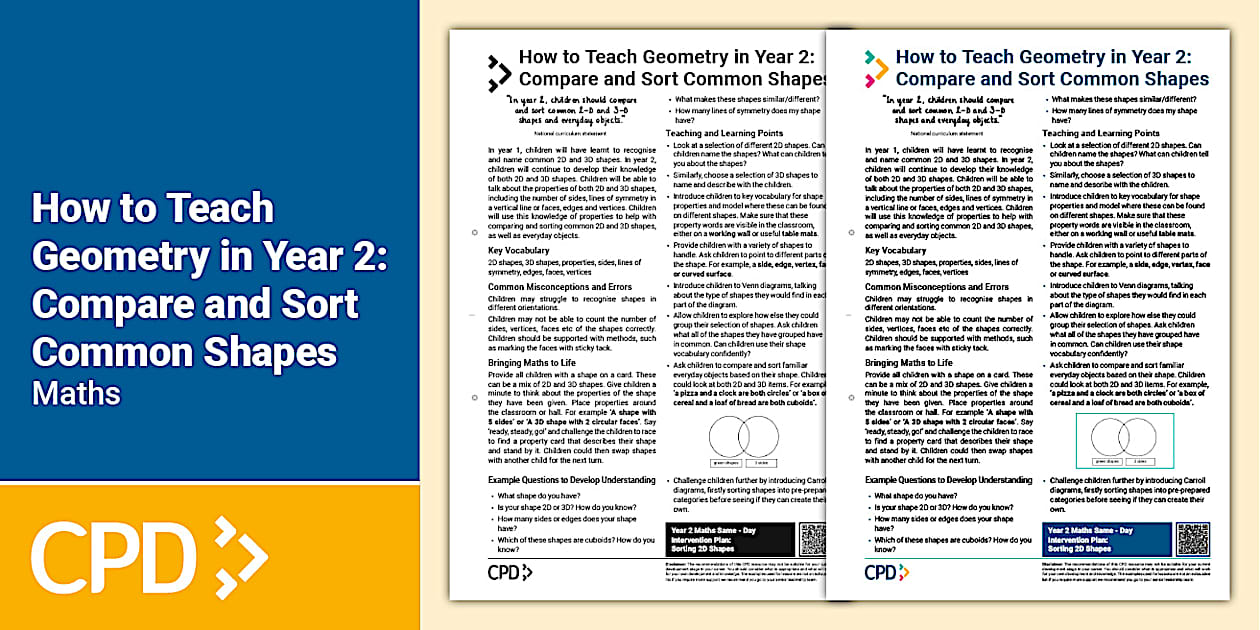 How to Teach Geometry in Year 2: Compare and Sort Common Shapes