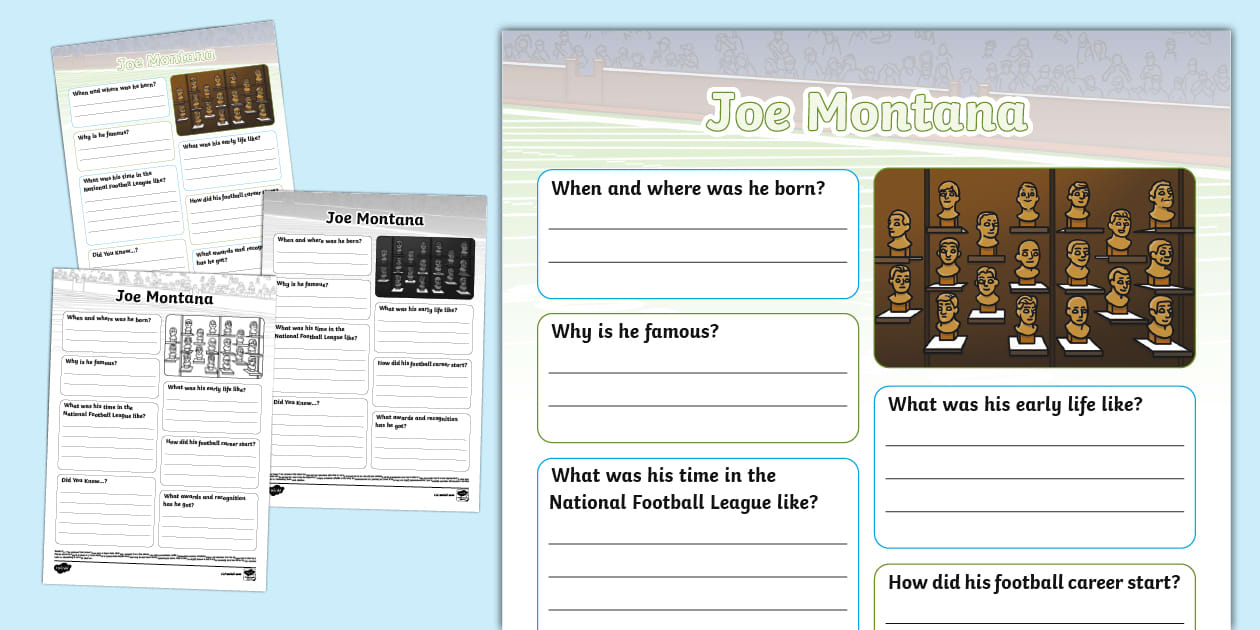Joe Montana Fact File Template - Twinkl Primary