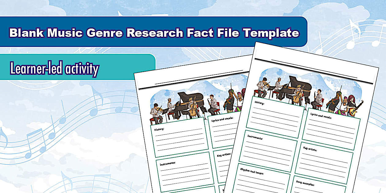 Blank Music Genre Research Fact File Template
