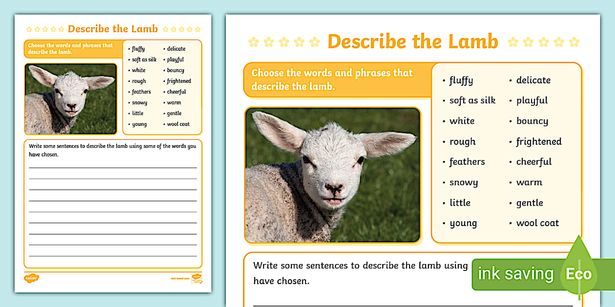 Describe the Lamb Writing Activity (Teacher-Made) - Twinkl