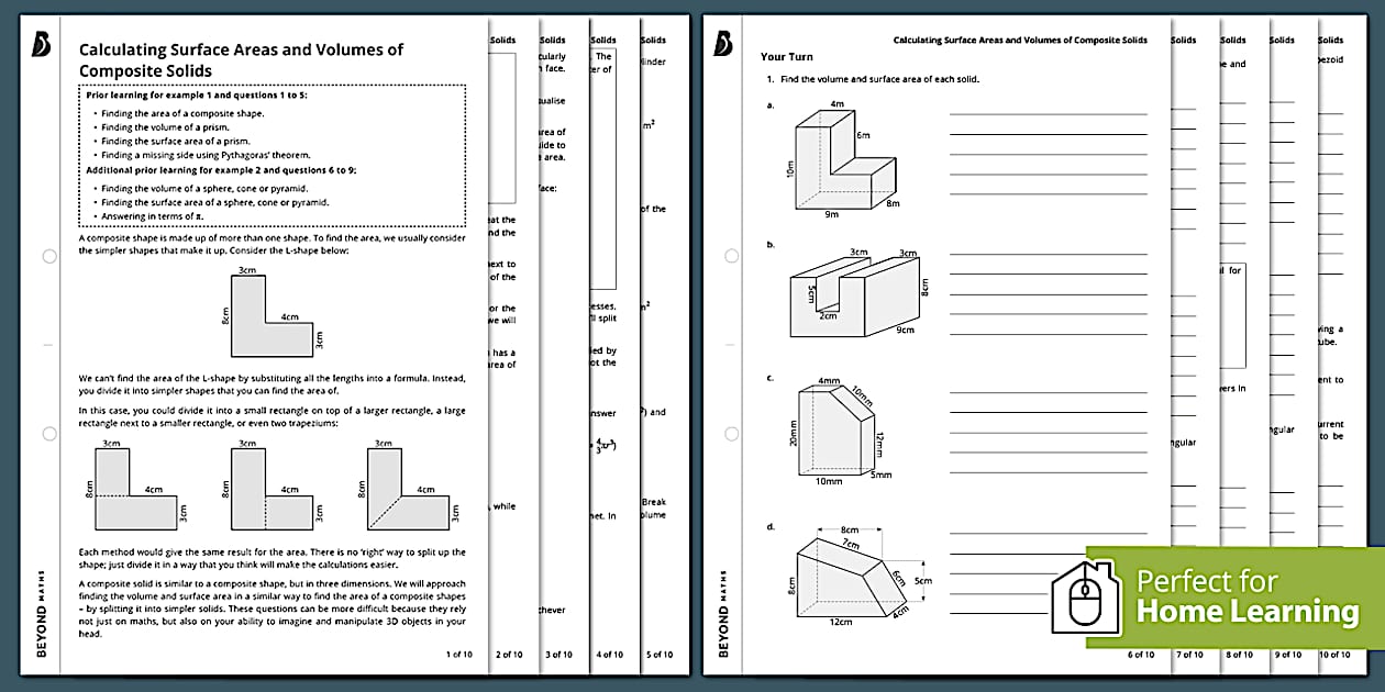 👉 Calculating Surface Areas & Volumes of Composite Solids KS4