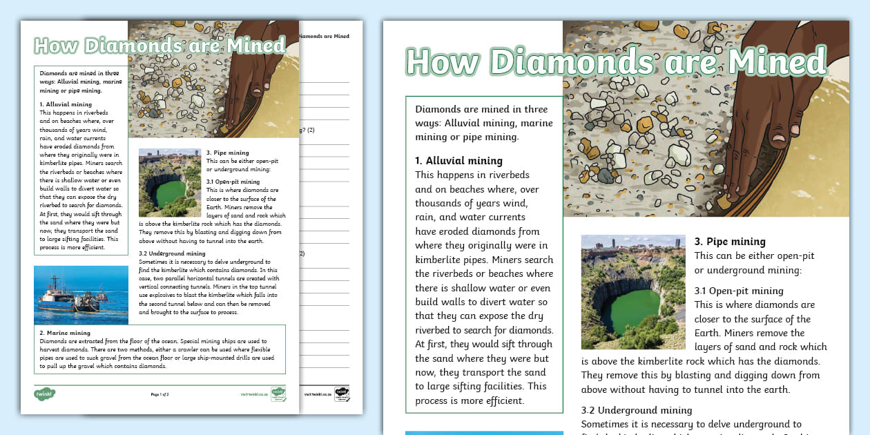 How Diamonds are Mined – Activity Sheet (Teacher-Made)