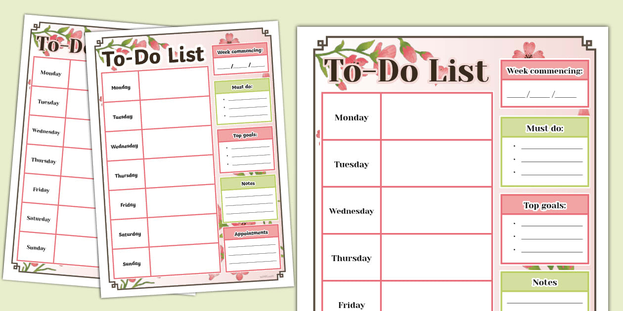 Sakura-Themed Weekly Planner - Twinkl Planning - Twinkl