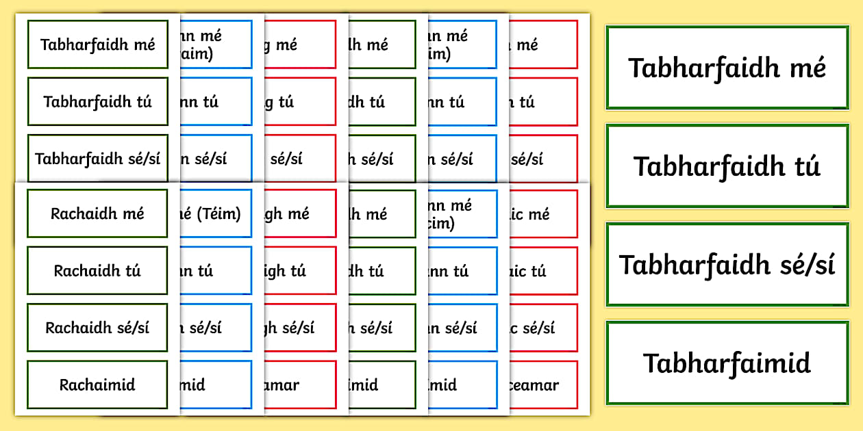 Irregular Verb Word Cards Gaeilge (teacher made) - Twinkl