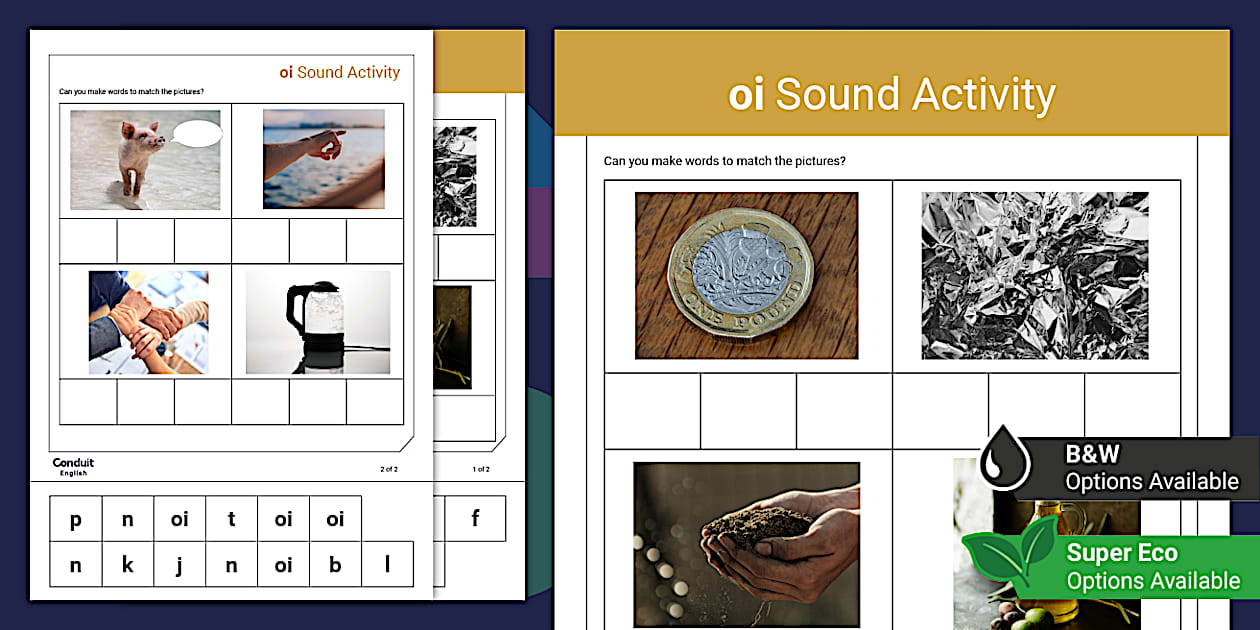 Reinforcing Sounds: 'oi' Cut and Stick Activity - Twinkl