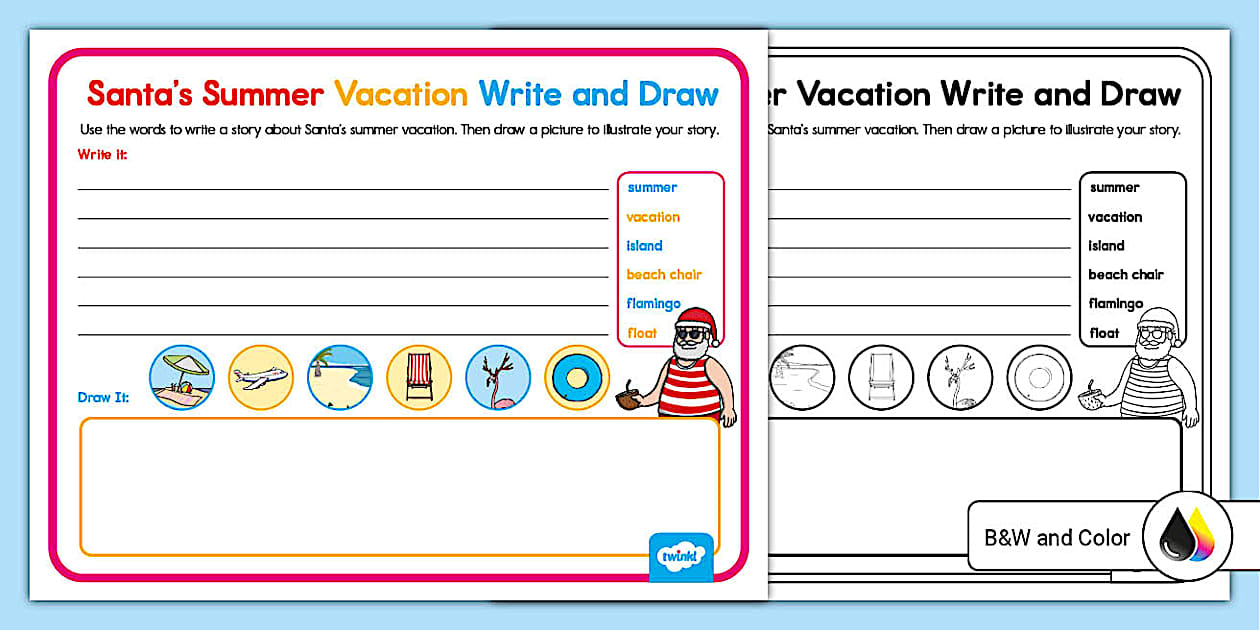Santa's Summer Vacation Writing Worksheet | Twinkl USA