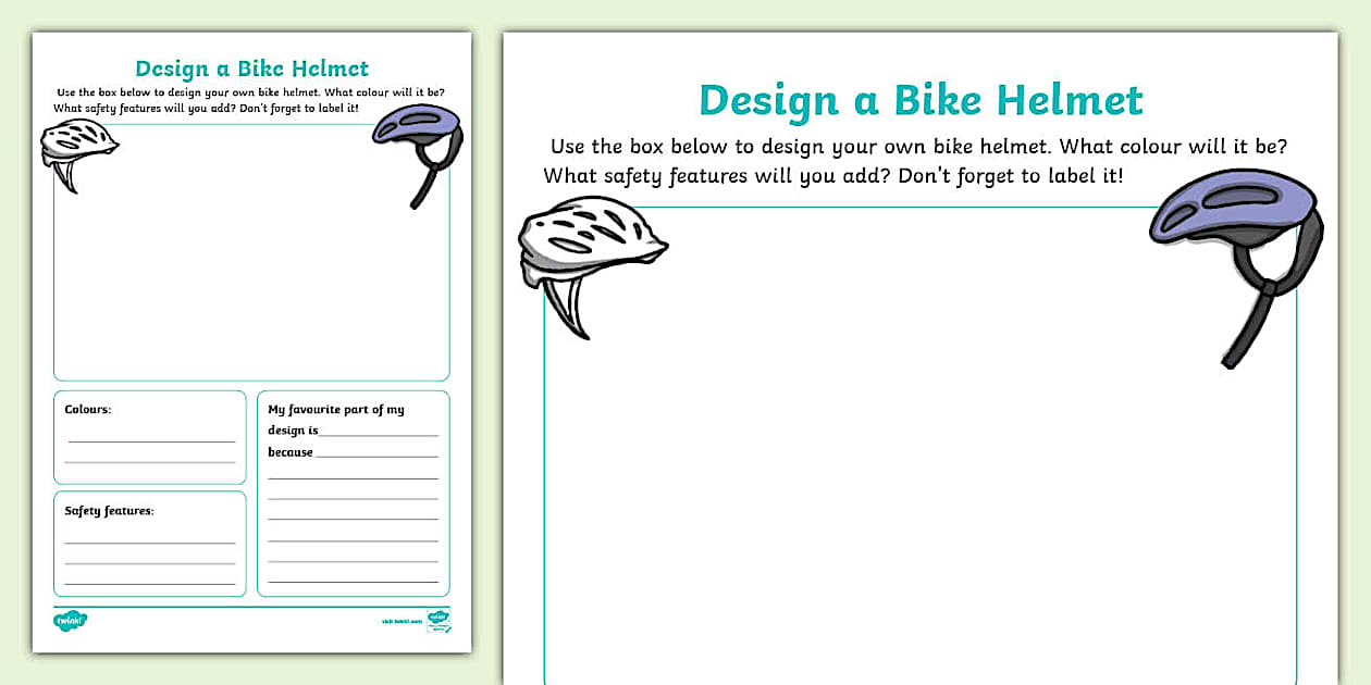 Design a Bike Helmet Worksheet (teacher made) - Twinkl