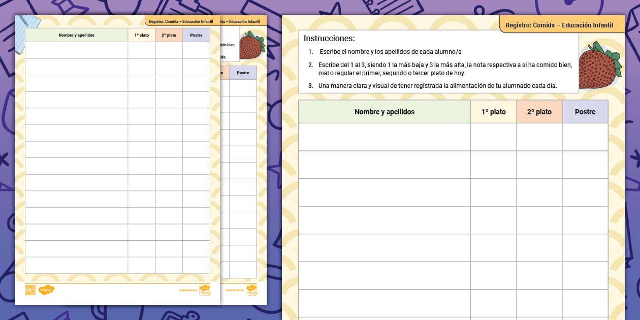 Registro: Comida - Educación Infantil