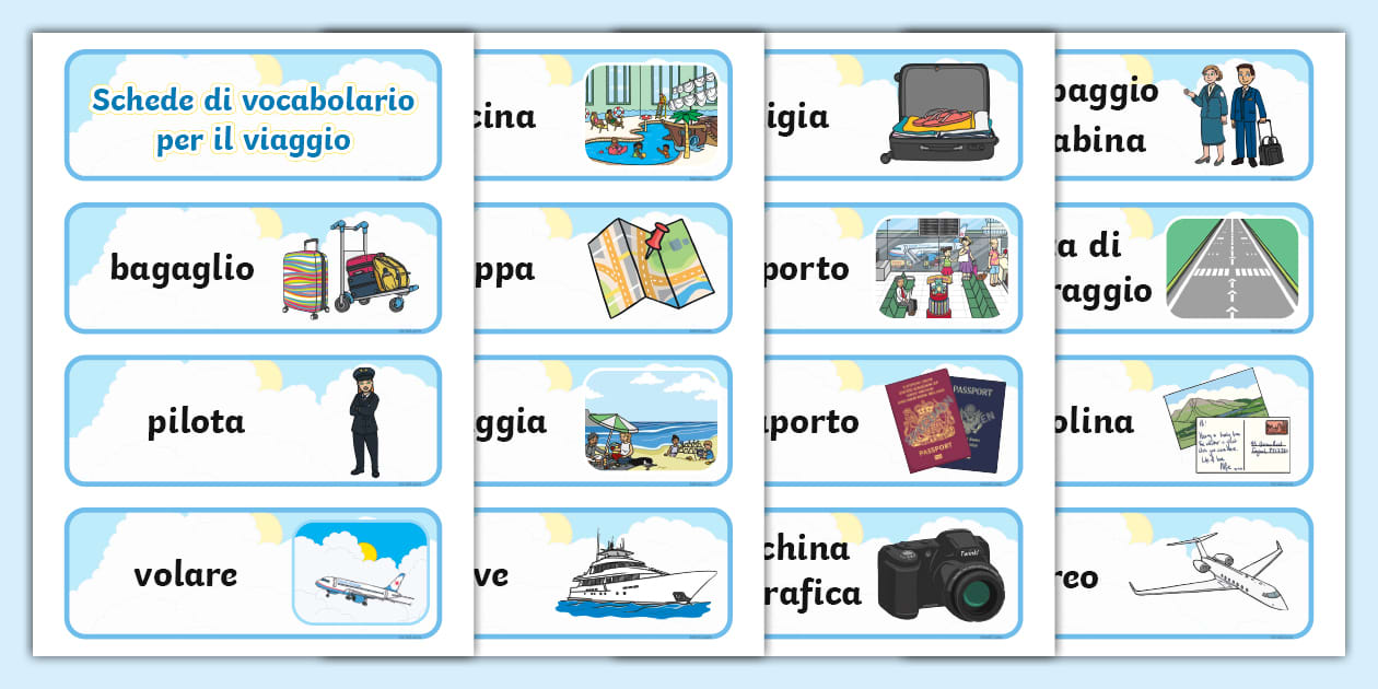 * NEW * Schede di vocabolario per il viaggio - Twinkl