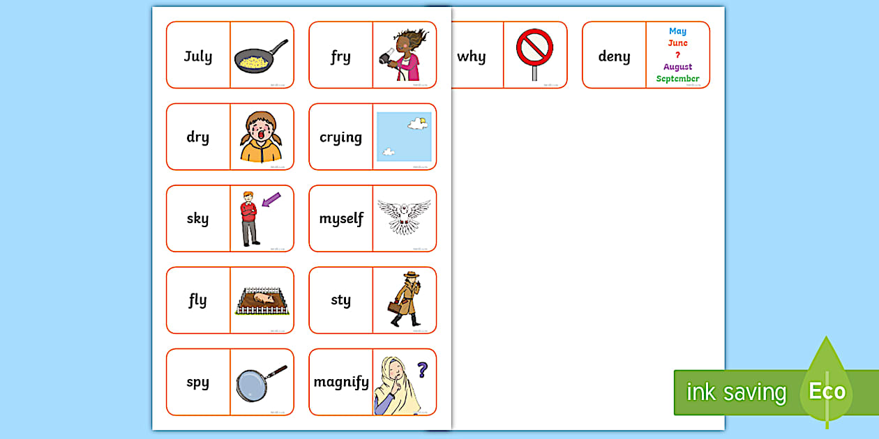 'y' Sound Dominoes (teacher made) - Twinkl
