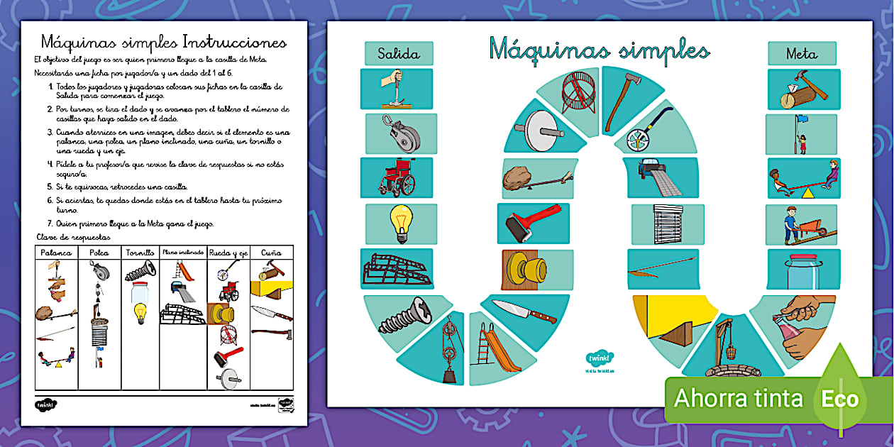 Juego de mesa: Máquinas simples (teacher made) - Twinkl