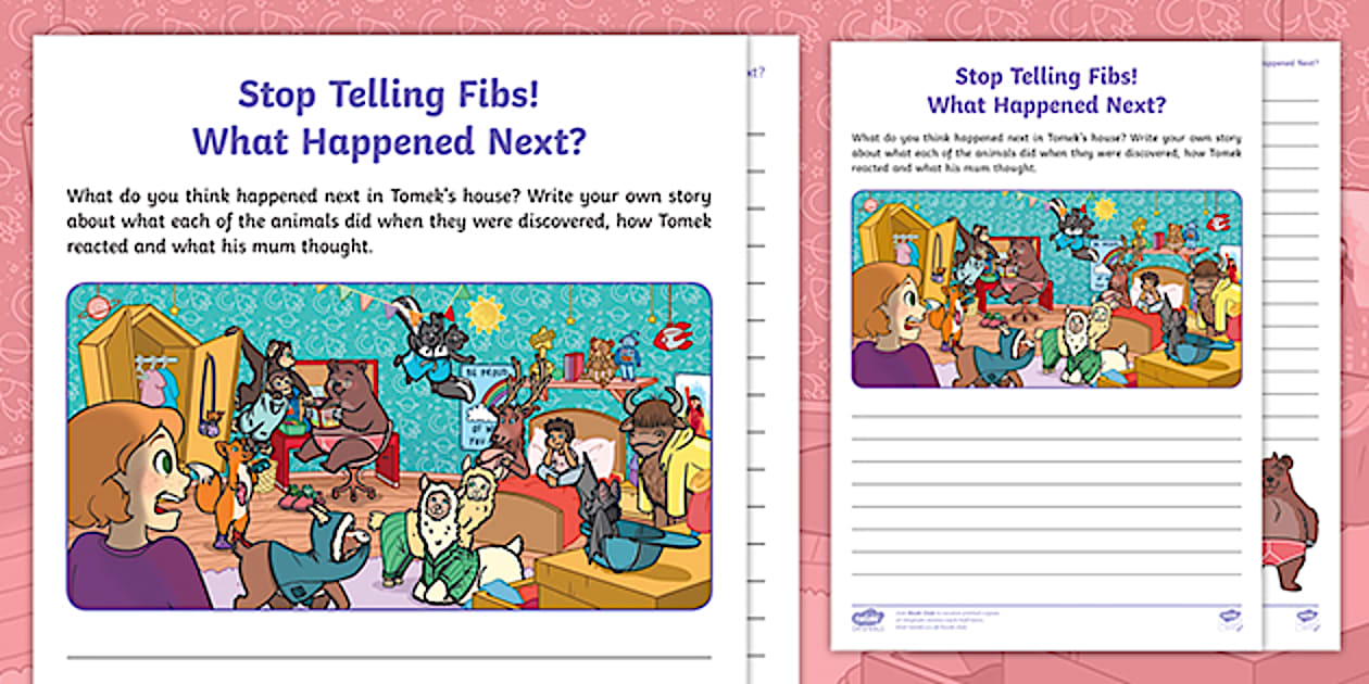 Cursive Stop Telling Fibs! What Happened Next? Writing Worksheet
