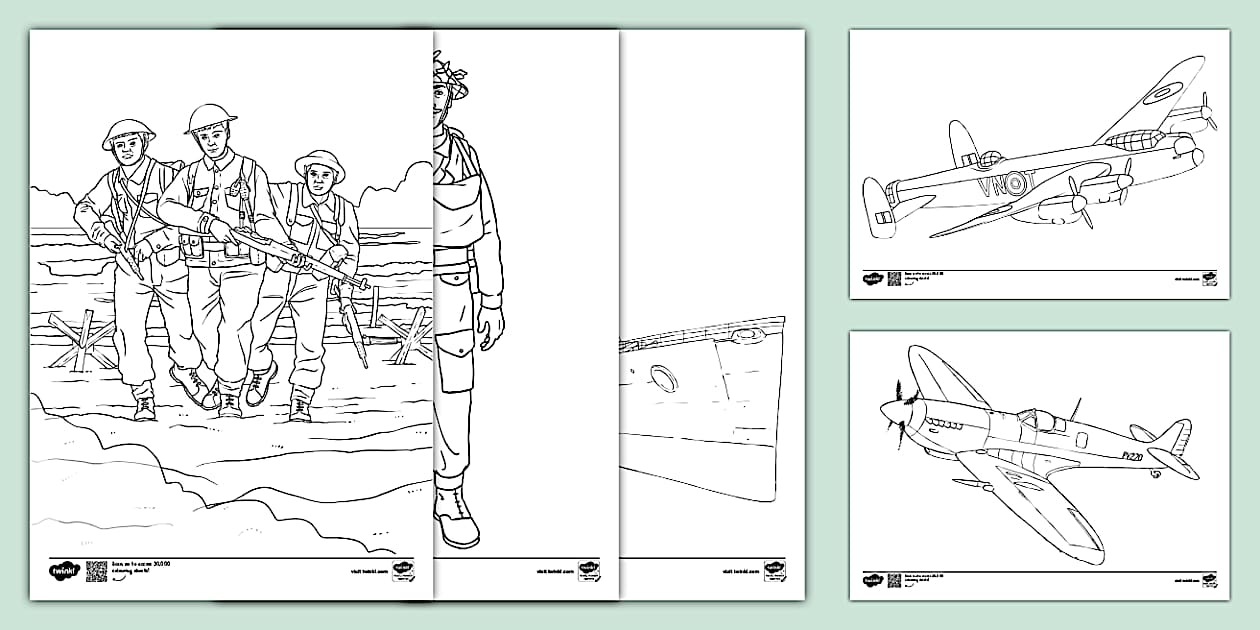 D-Day Colouring Sheets (teacher made) - Twinkl