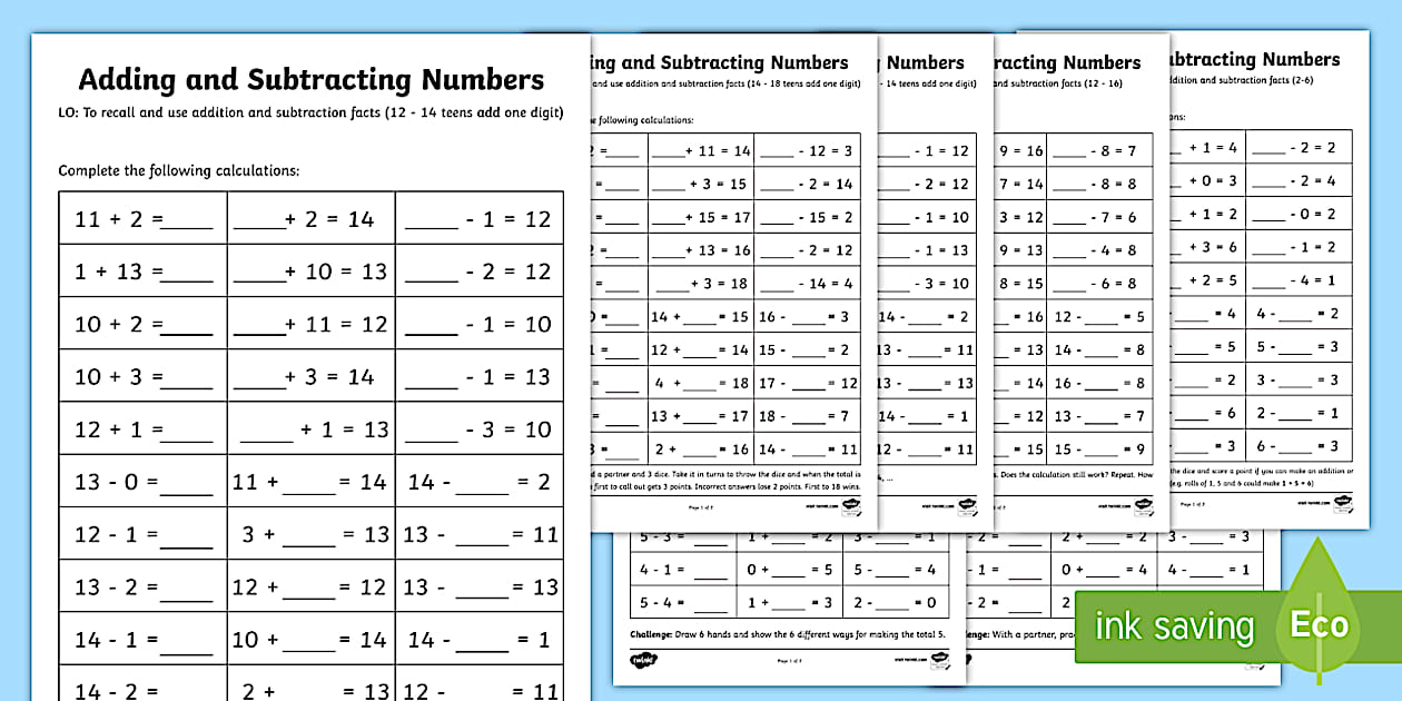 Basic Facts to 20 Worksheet Pack | Maths | Primary - Twinkl