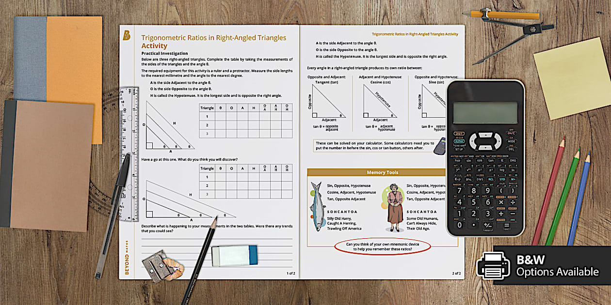 Trigonometric Ratios in Right-Angled Triangles Activity