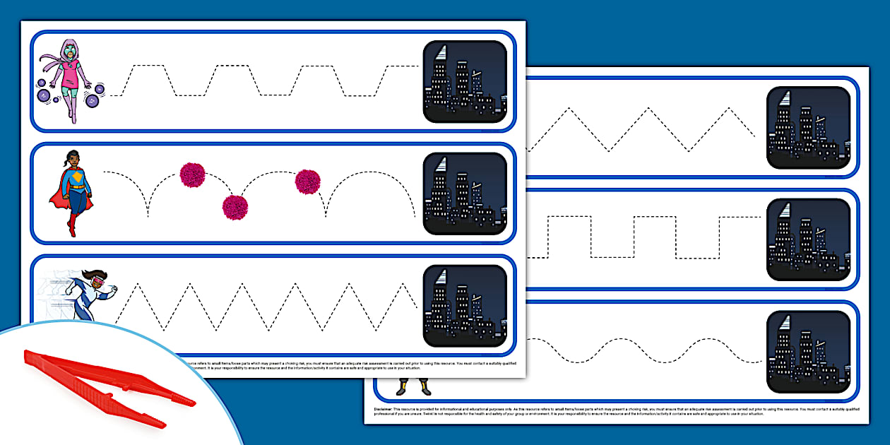 Superhero Trails Fine Motor Skills Cards - Twinkl