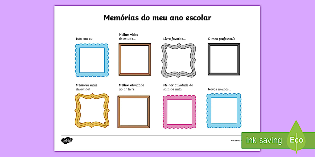 Memórias do meu ano escolar Folha de escrita (teacher made)