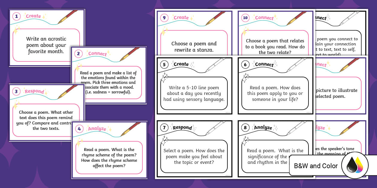World Poetry Day Task Cards for 3rd-5th Grade