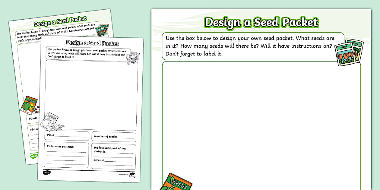 Design a Seed Packet Worksheet (teacher made) - Twinkl