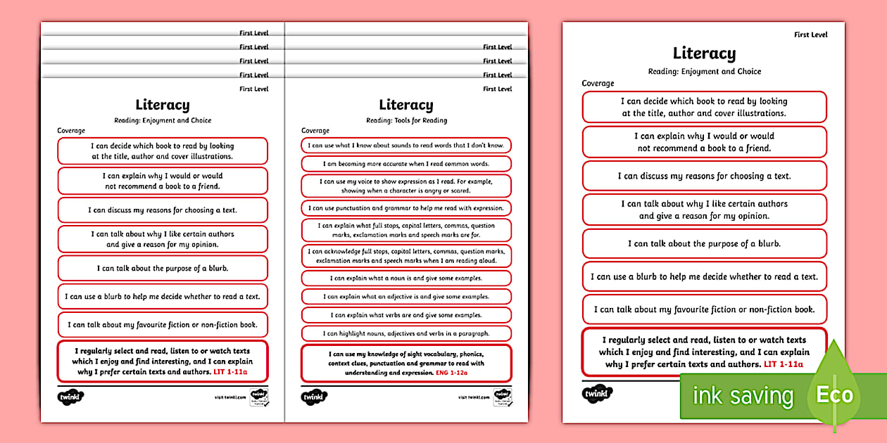 Editable CfE First Level Literacy (Reading) Child-Friendly Assessment ...
