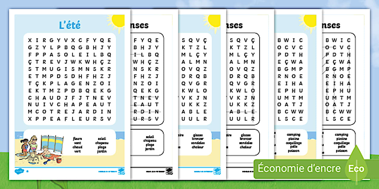 Mots mêlés de l'été | Ressource Éducative Twinkl