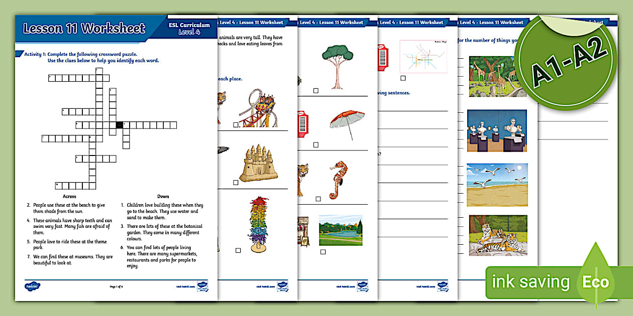 ESL Curriculum Level 4, Lesson 11 Worksheet (teacher made)