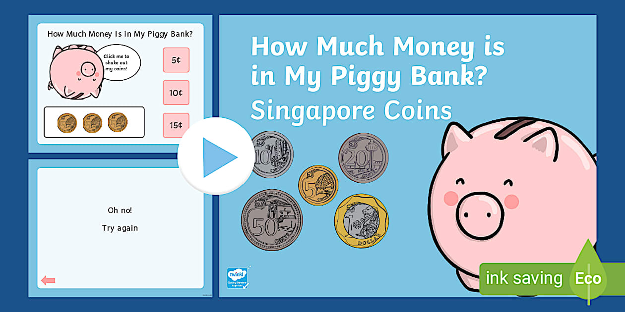 How Much Money is in My Piggy Bank PowerPoint Game – Singapore Money