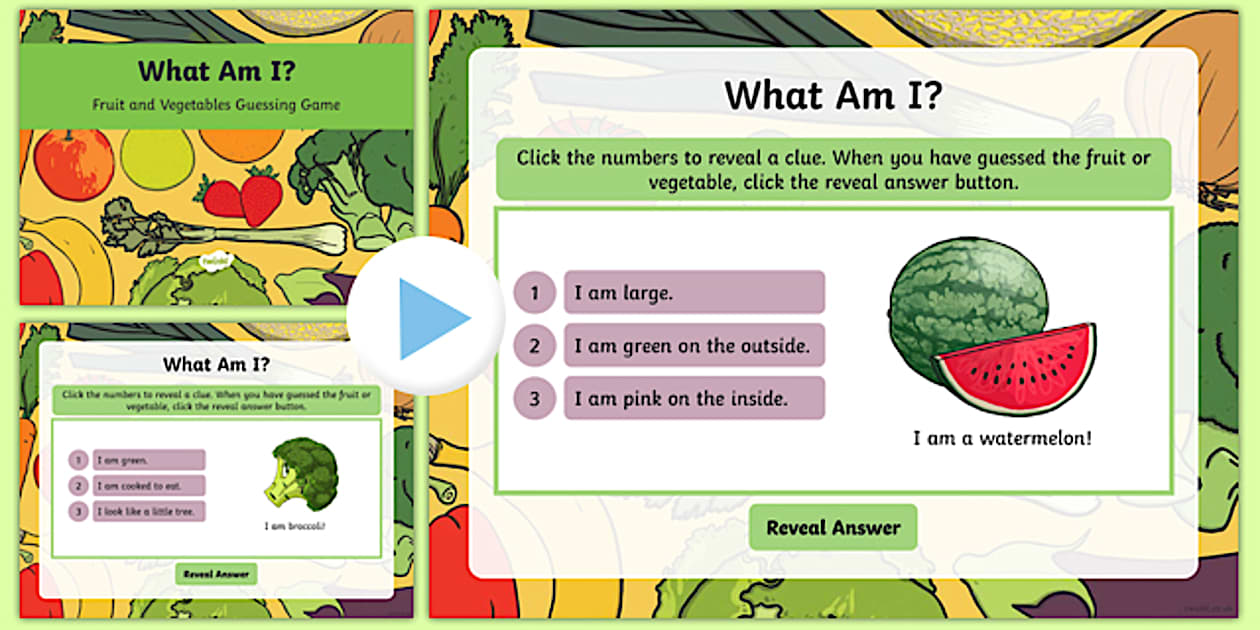 What Am I? Fruit and Vegetables Guessing Game PowerPoint