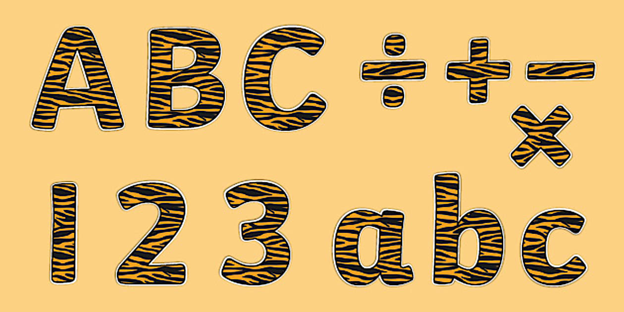 Cursive Display Lettering & Symbols (Tiger Print)