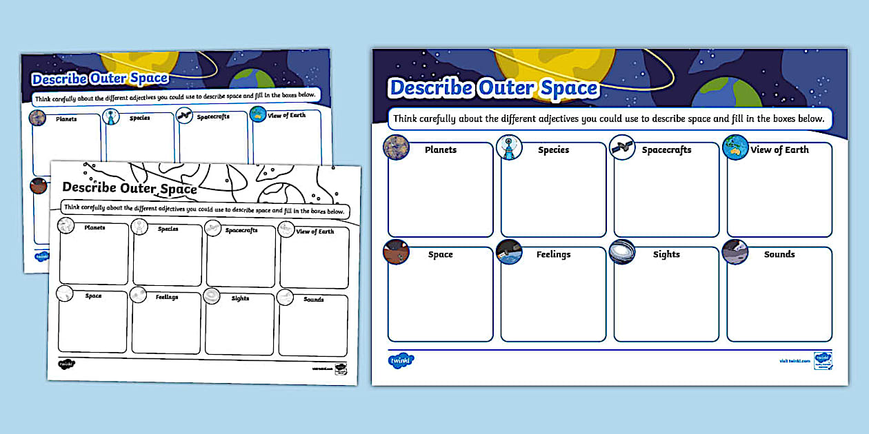 Space Adjectives Worksheet (teacher made) - Twinkl