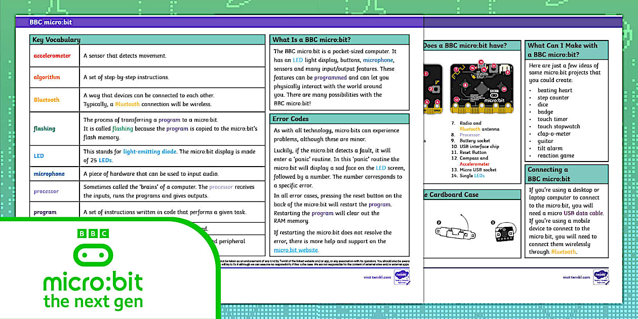 FREE! - BBC micro:bit Knowledge Organiser (teacher made)