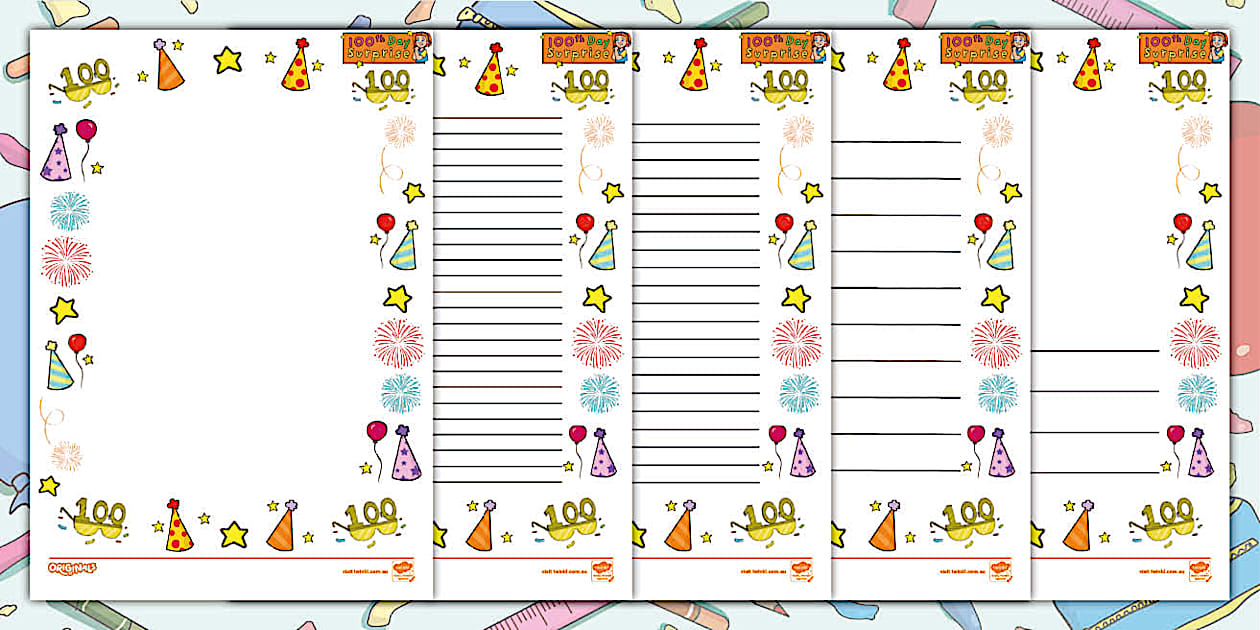 100th Day Surprise – 100 Days Writing Paper