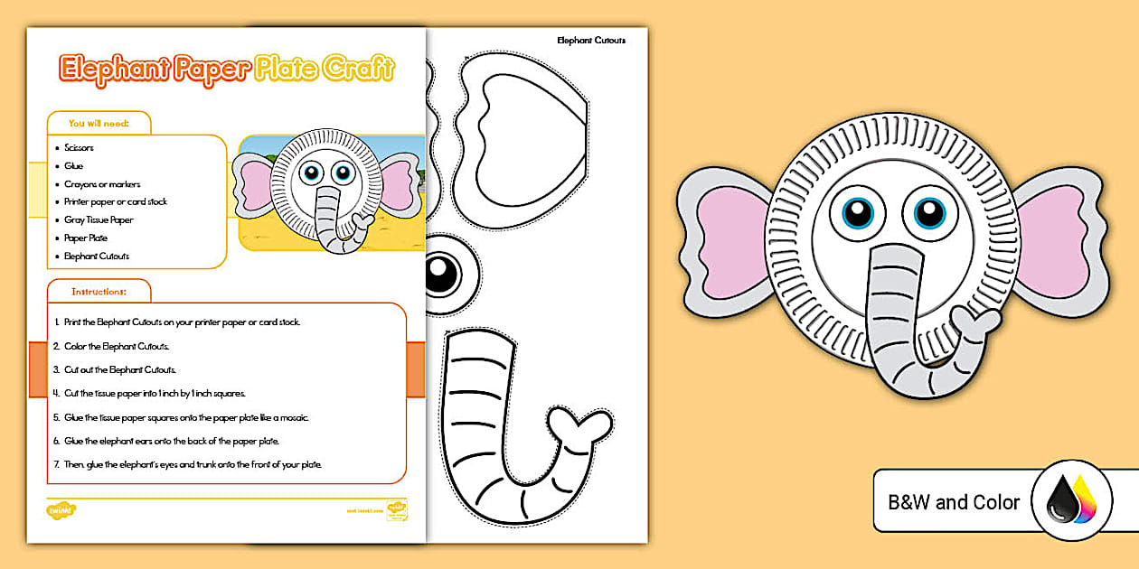 Elephant Paper Plate Craft (Teacher-Made) - Twinkl
