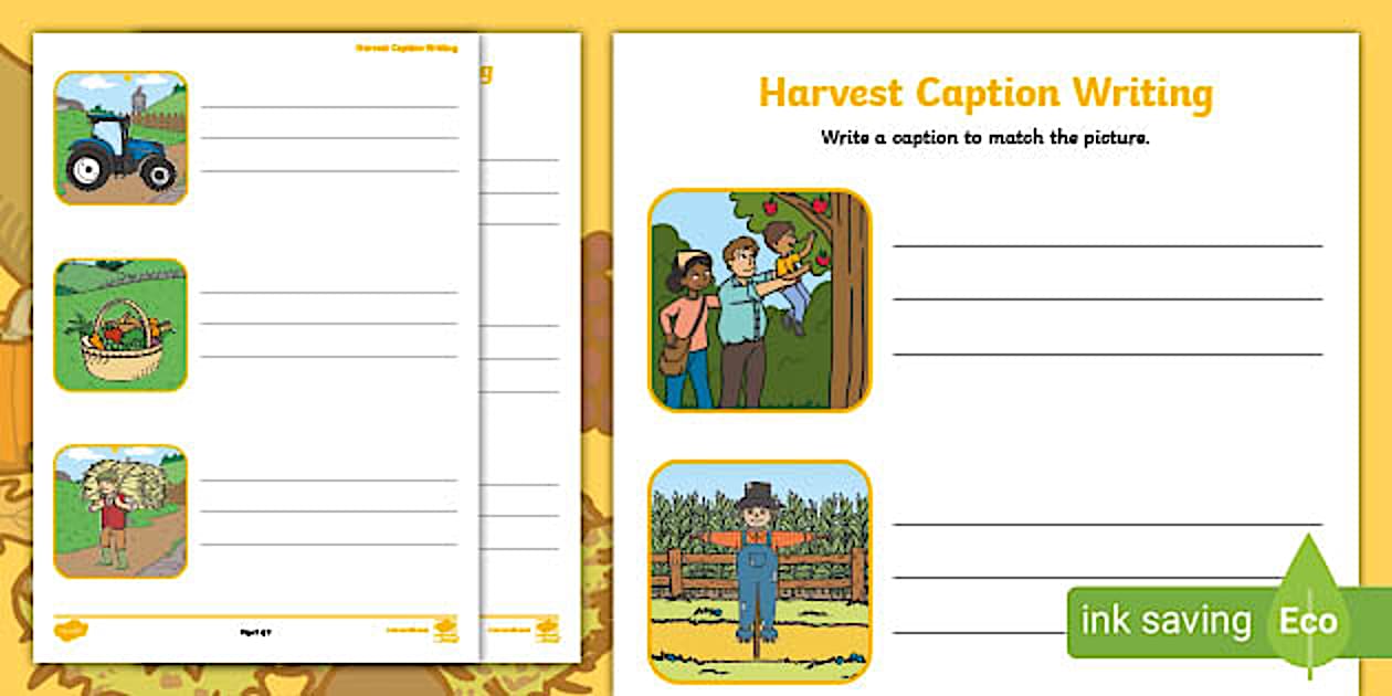 Harvest Caption Writing Activity (teacher made) - Twinkl