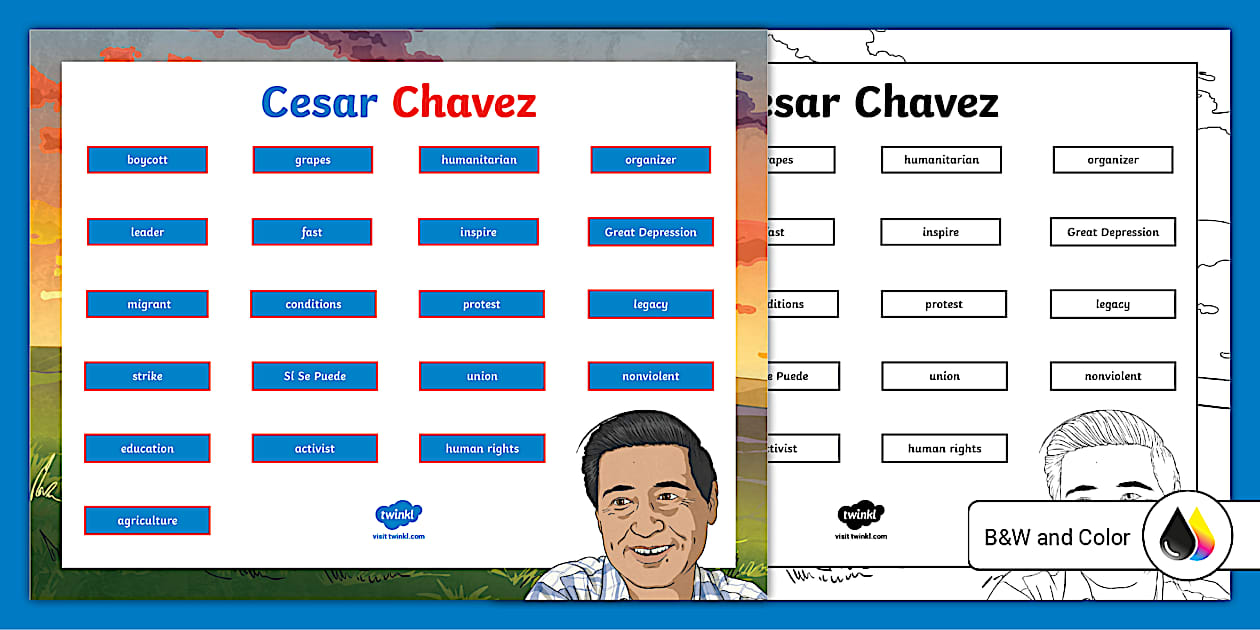 César Chávez Vocabulary Mat – Twinkl USA Teaching Resources