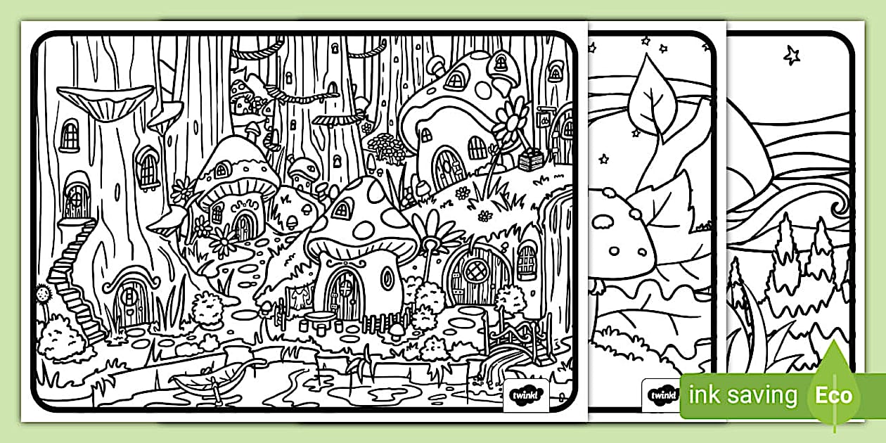 Toadstool Mindfulness Colouring Pages - Twinkl - KS1